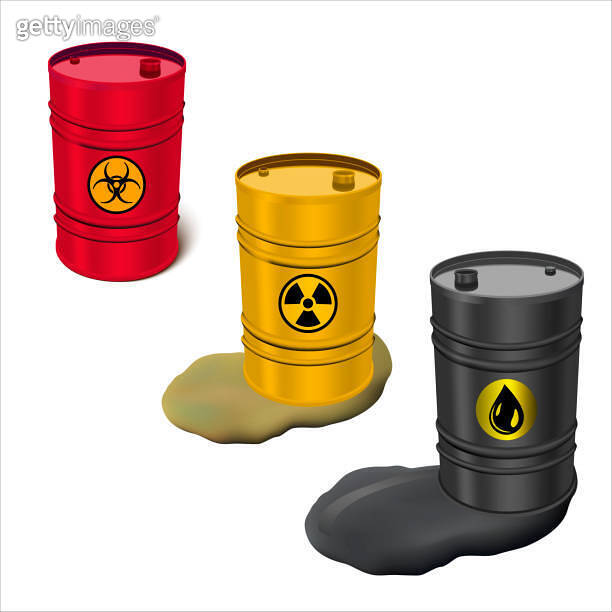 Realistick illustration barrels. Biohazardous infectious materials ...