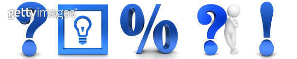 Question marks ideas light bulb percentage sign exclamation point ...