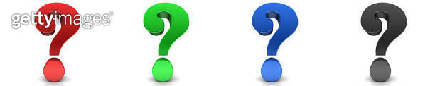 Question mark red green blue black 3d interrogation point sign ...