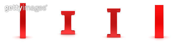 I letter red sign alphabet capital letter set 3d rendering characters ...