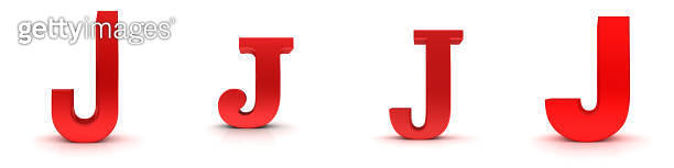 J letter red sign alphabet text capital letter 3d rendering ...