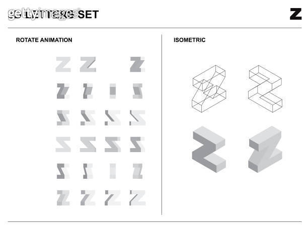 3d z Alphabet Letters Set Animate Isometric Wireframe Vector 이미지 ...