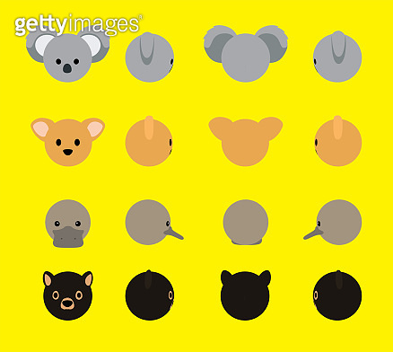 3D Ball Head Animal Koala Kangaroo Platypus Tasmanian Devil Rotation ...