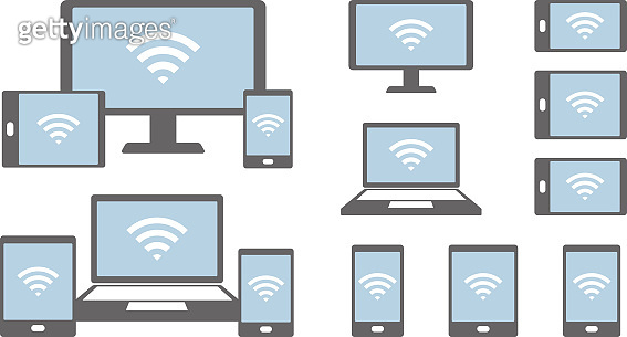 Wi-Fi icon set for smartphones, PCs, and tablets (1312759343) 일러스트, 무료 ...