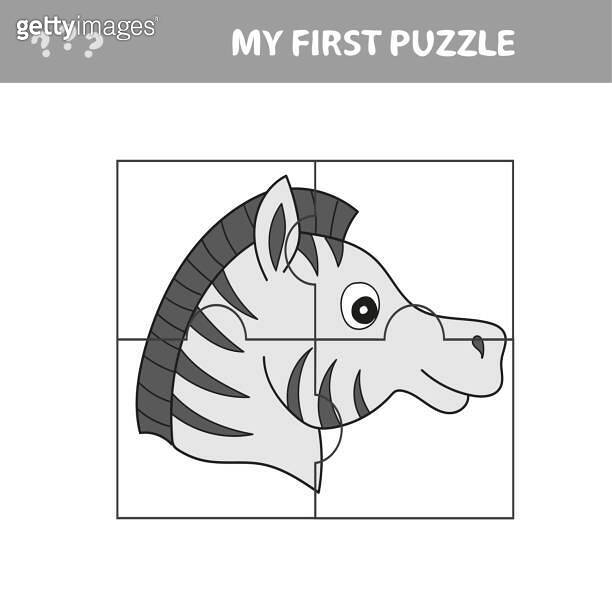 Cartoon Education Puzzle Game for Preschool Children with Funny Zebra ...