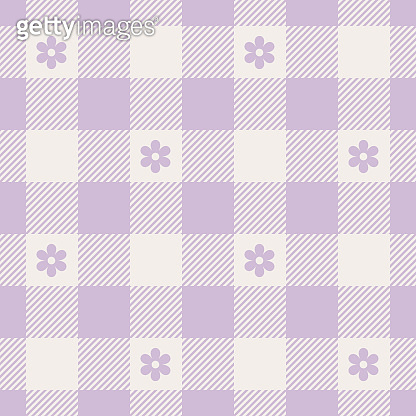Floral plaid pattern. Gingham vichy check background with flowers in ...