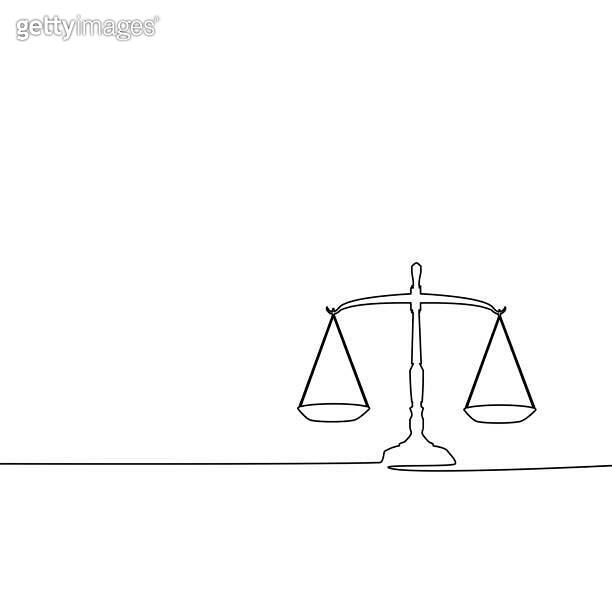 Draw a line of the scale. The scales bowl is in balance. vector ...