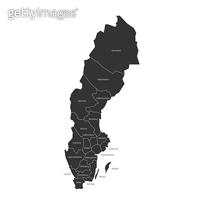 Counties of Sweden. Map of regional country administrative divisions ...