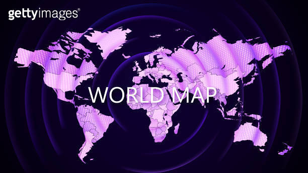 Vector. Abstract image of the geographic map of the planet Earth on a ...