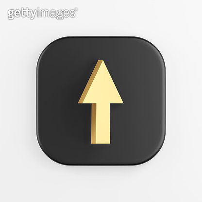 Up arrow gold icon. 3D rendering of black square key button, interface ui ux element. 이미지 ...