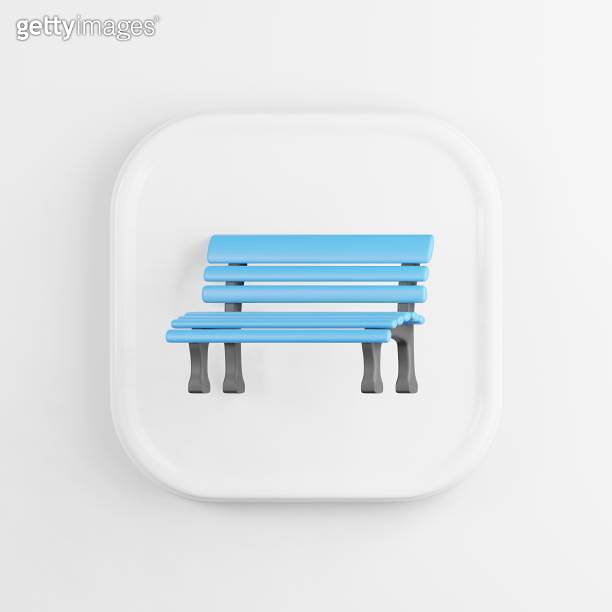 Blue bench icon. 3d rendering white square button key, interface ui ux element. 이미지 (1301420187 ...
