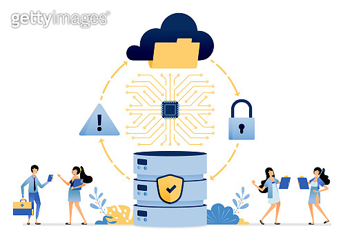 Illustration of security access flow and protection of data files ...