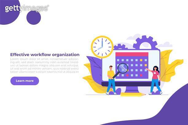 Effective workflow organization, teamwork process, deadlines respect, efficient workday concept ...