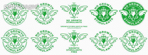 Concept for packaging. Without growth stimulants.A stamp with wings and ...