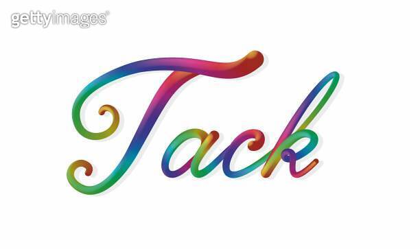 Typograpic colorful text Tack, means Thanks in Swedish language (Sweden ...