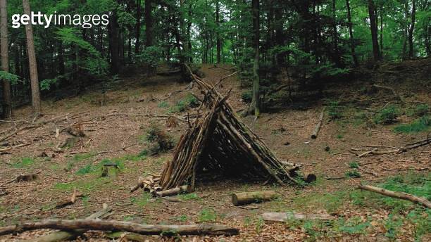 Creepy Abandoned Forest Hunting and Lumberjacks Outpost Camp Shed Hut ...