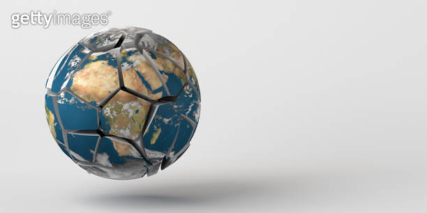 Broken cracked planet earth floating on infinite white background ...
