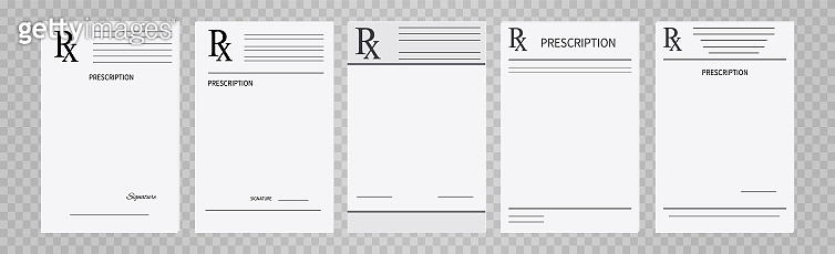 Prescription pad, rx medical form. Realistic set paper document ...