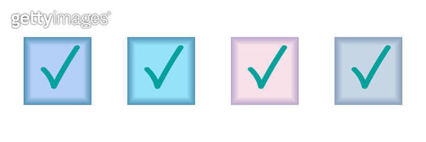 Approval check mark. The button is correct or approved. Set of green ...