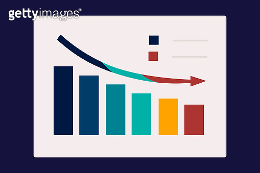 Decline graph. Downward Arrow Chart. Dynamics and statistics of ...