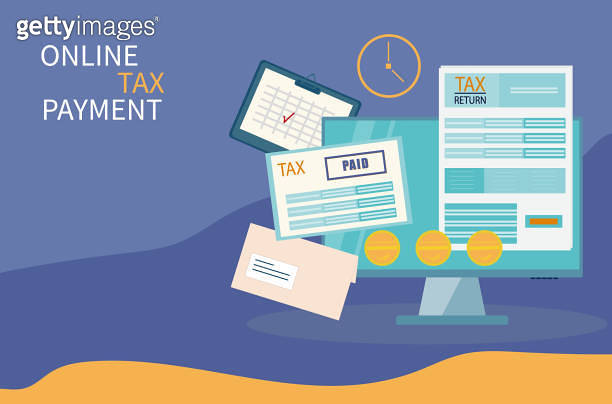 Electronic payment of taxes online. Tax form. Digital transfer of funds ...