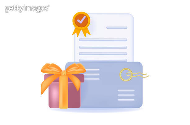 3d notification of a well-deserved award by e-mail. Award, certificate ...