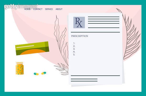 Rx form, prescription, medical paper document with medications ...