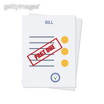 Past due, overdue, or unpaid bill. An expense document, calculation ...