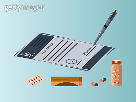 Prescription signing process for treatment. Blank Rx pad templat with ...