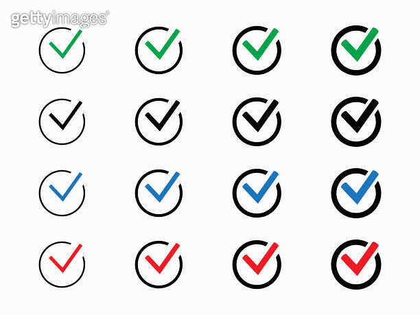 Set of colored check mark icons. Tick symbol, tick icon vector ...