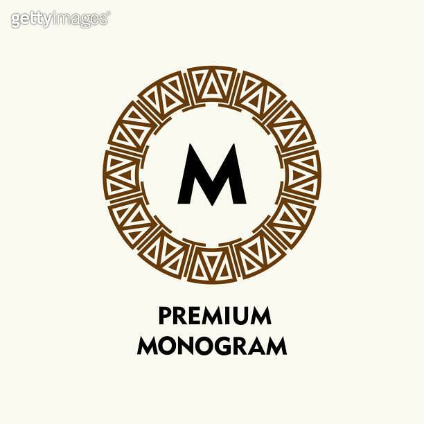 Ornamental round monogram, template for creating logos, labels ...
