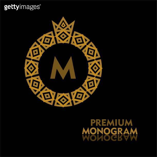 Ornamental round monogram, template for creating logos, labels ...