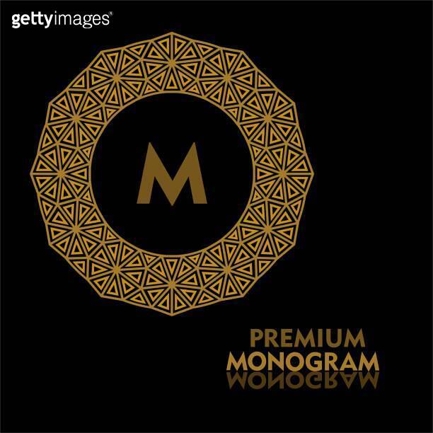 Ornamental round monogram, template for creating logos, labels ...