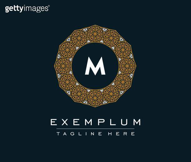 Ornamental round monogram, template for creating logos, labels ...