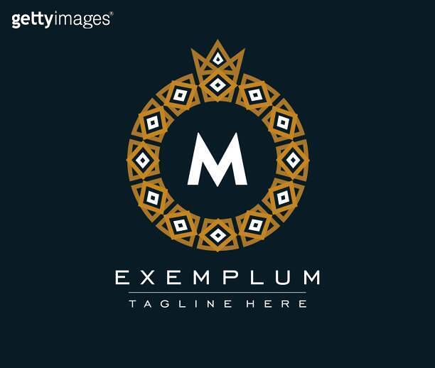 Ornamental round monogram, template for creating logos, labels ...