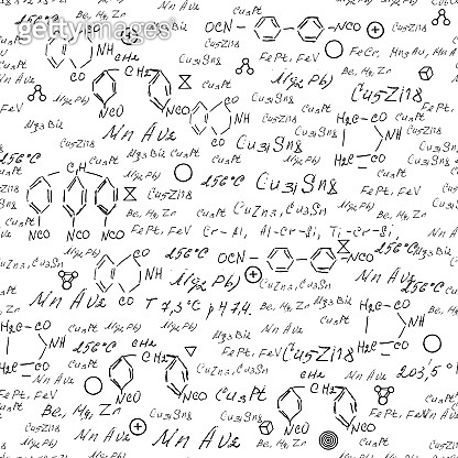 Seamless endless pattern background with handwritten chemistry formulas ...
