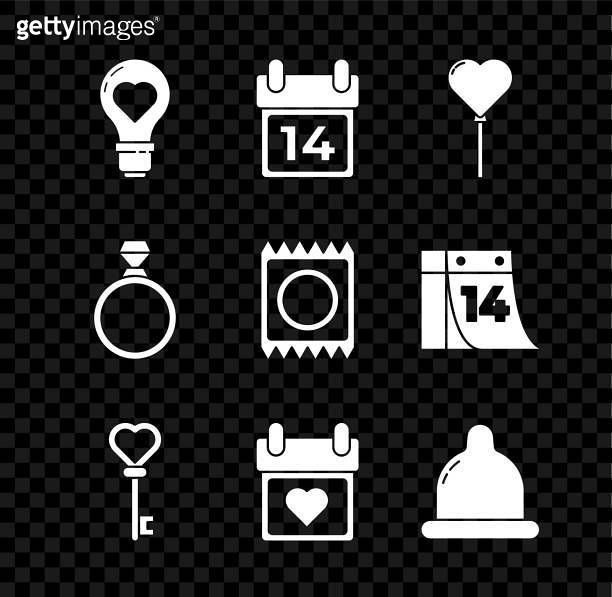Set Heart Shape In A Light Bulb Calendar With February 14 Balloons