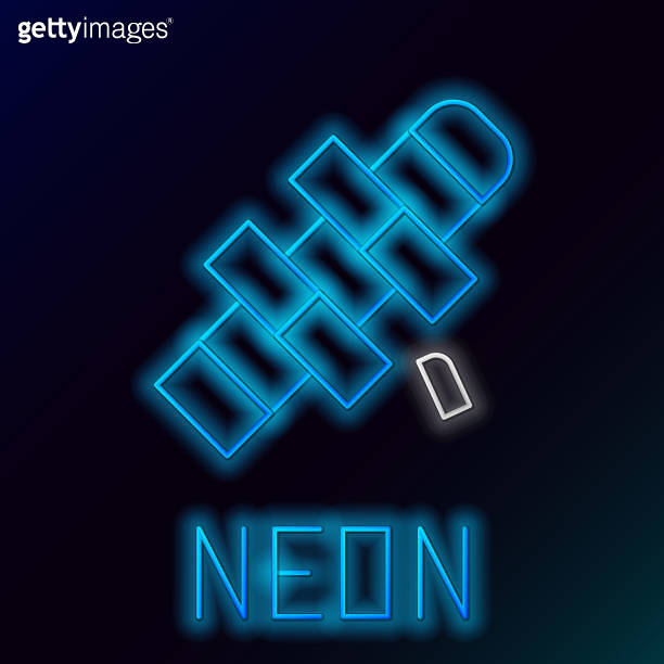 Glowing neon line Hopscotch icon isolated on black background. Children ...