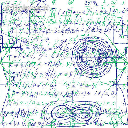 Math seamless pattern endless pattern with handwriting of various ...