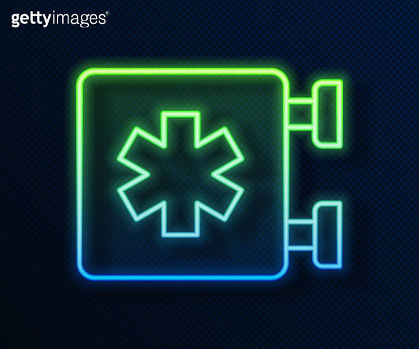 Glowing neon line Medical symbol of the Emergency - Star of Life icon ...