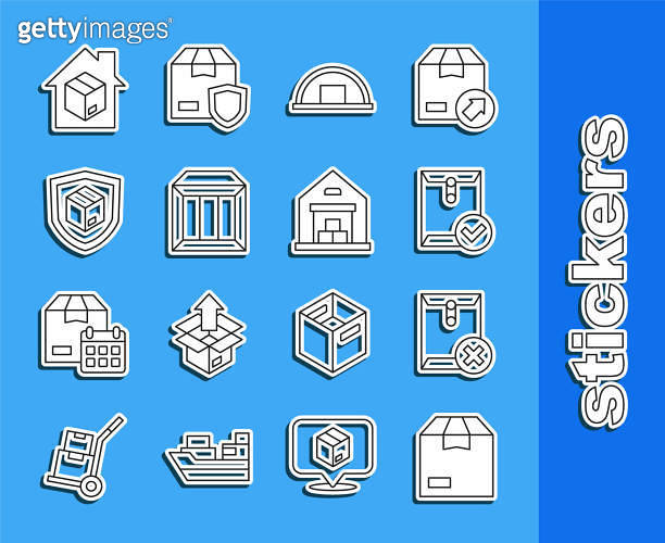 Set line Carton cardboard box, Delete envelope, Envelope and check mark, Warehouse, Delivery ...