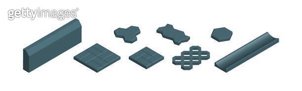 Isometric vector illustration concrete paver blocks isolated on white ...