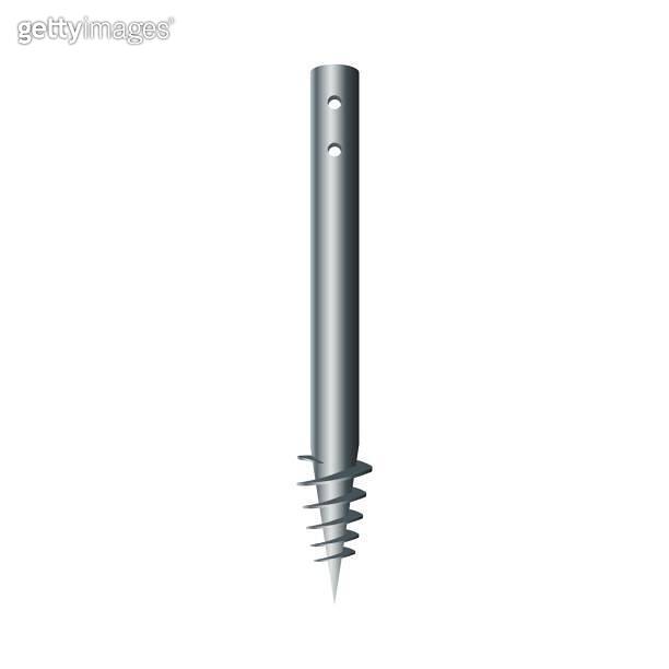 Vector illustration steel screw round pile isolated on white background ...