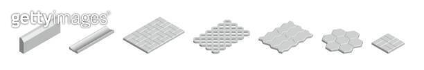 Isometric vector illustration concrete paver blocks isolated on white ...