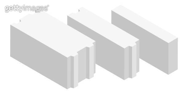 Isometric vector illustration different shapes concrete blocks isolated ...