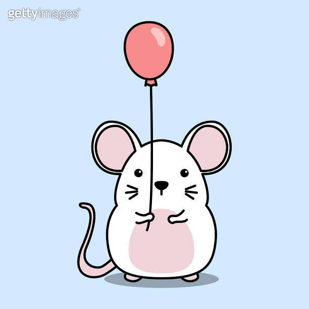 Cute mouse holding balloon cartoon, vector illustration 이미지 (1295699268 ...