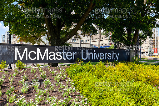 Mcmaster University Sign and buildings on Campus in Hamilton, Ontario ...