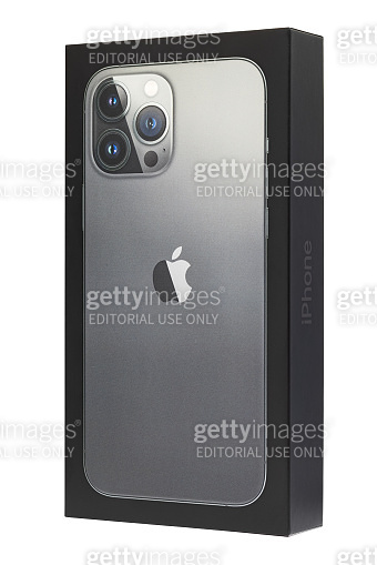 Apple iPhone 13 Pro Max smart phone package box, isolated on white ...
