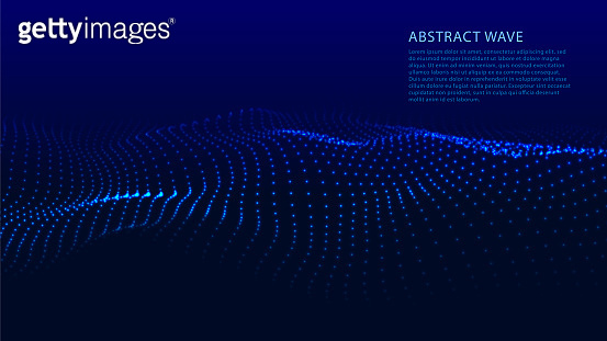 Vector abstract blue futuristic background. Big data visualization. Digital dynamic wave of ...