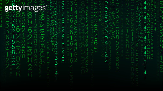 Green matrix background. Stream of binary code. Falling numbers on dark ...